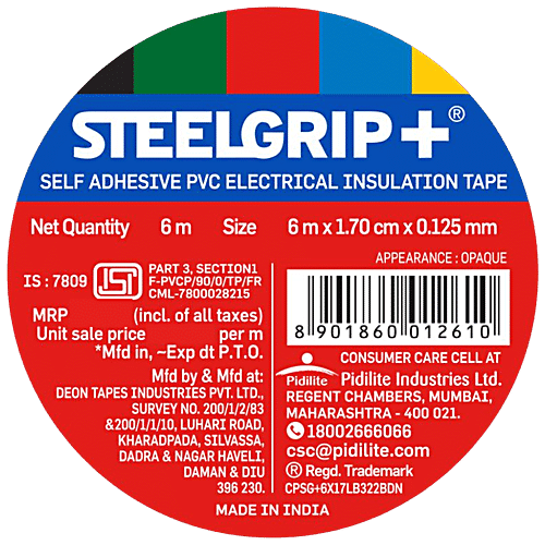 Pidilite Steelgrip PVC Electric Insulation Tape – Durable & Safe – Bbag ...
