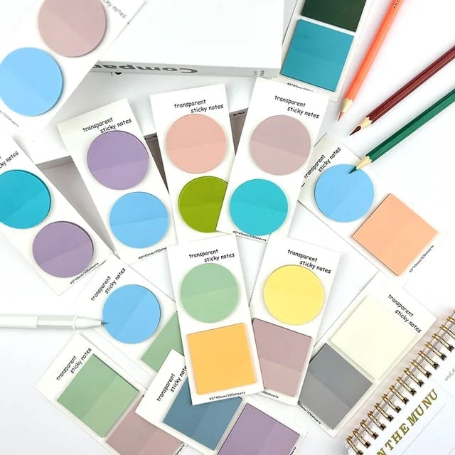 Dual Shape Pastel Transparent Sticky Notes – Bbag | India’s Best Online ...